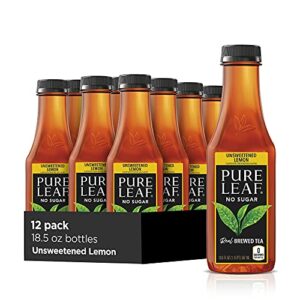 pure leaf iced tea unsweetened black tea with lemon, unsweetened, 18.5 fl oz (pack of 12)