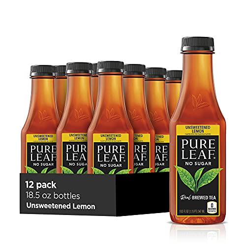 Pure Leaf Iced Tea Unsweetened Black Tea with Lemon, Unsweetened, 18.5 Fl Oz (Pack of 12)