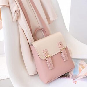 ASUYOERU Mini PU Leather Women Shoulder Bags Hit Color Backpack Girls School Bags, Pink, large 41*30*12cm