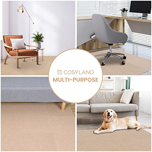 COSYLAND 35.4"x35.4" Office Chair Mat Splicing 9Pcs 11.8" x 11.8" for Hardwood Floor & Tile Floor, Under Desk Chair Mats Large Anti-Slip Floor Protector Rug, Not for Carpet, Khaki