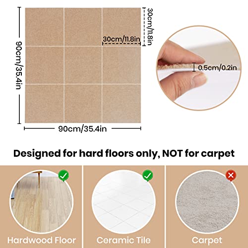 COSYLAND 35.4"x35.4" Office Chair Mat Splicing 9Pcs 11.8" x 11.8" for Hardwood Floor & Tile Floor, Under Desk Chair Mats Large Anti-Slip Floor Protector Rug, Not for Carpet, Khaki