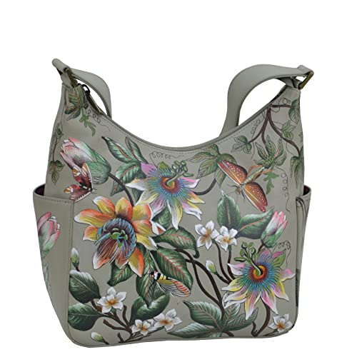 Anuschka Women's Hand Painted Genuine Vegetable Tanned Leather Hobo - Floral Passion