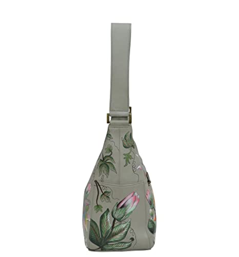 Anuschka Women's Hand Painted Genuine Vegetable Tanned Leather Hobo - Floral Passion