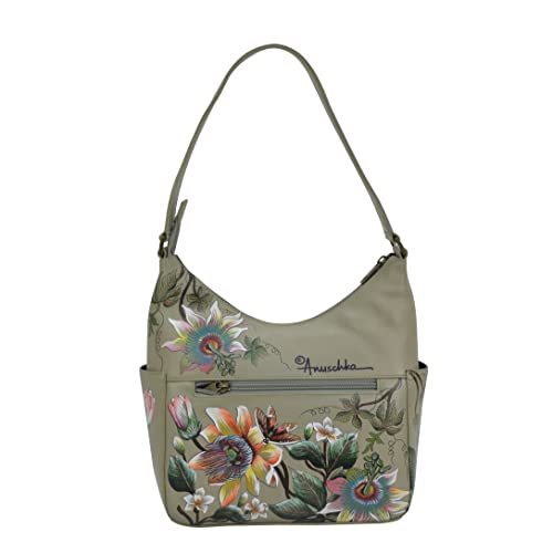 Anuschka Women's Hand Painted Genuine Vegetable Tanned Leather Hobo - Floral Passion