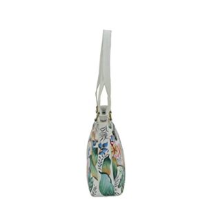 Anuschka Women’s Genuine Leather Medium Shopper - Hand Painted Exterior - Jungle Queen Ivory