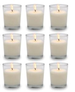 mister candle – set of 9 hand poured filled glass votive candles with plant base premium wax ideal gifts for aromatherapy spa weddings birthdays holidays party (vanilla)