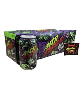 mountain dew pitch black soda – munchie box stash (regular, pack of ( 12 ) 12 oz cans)