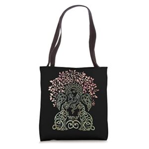 freya goddess freyja viking norse myth yggdrasil tree celtic tote bag