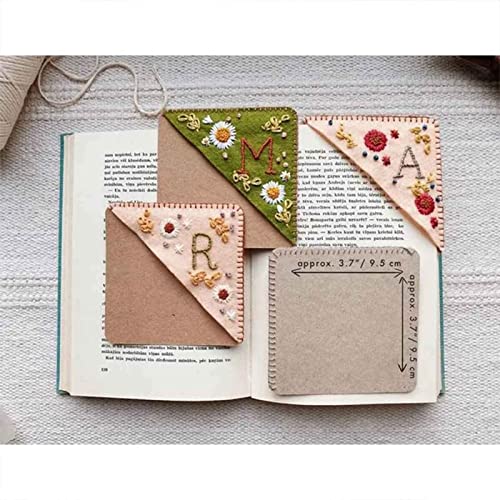 Bloomy Line - Personalized Hand Embroidered Corner Bookmark, Bloomy Line Bookmark, Hand Stitched Corner Bookmark, 26 Letters Embroidery Bookmarks for Book Lovers (Summer, A)