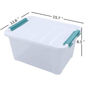 Yarebest 20 Quart Plastic Latches Storage Container Boxes, Clear Storage Box Bins Set of 4