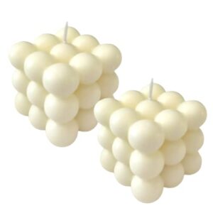 2 pcs ivory bubble candle soy wax vanilla scented square bubble candles, bubble cube candle for home decor & gifting