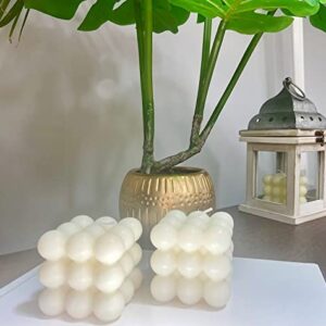 2 Pcs Ivory Bubble Candle Soy Wax Vanilla Scented Square Bubble Candles, Bubble Cube Candle for Home Decor & Gifting