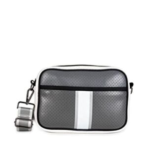 Haute Shore - Drew Femme Crossbody Steel Gray W White & Silver Stripe