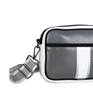 Haute Shore - Drew Femme Crossbody Steel Gray W White & Silver Stripe