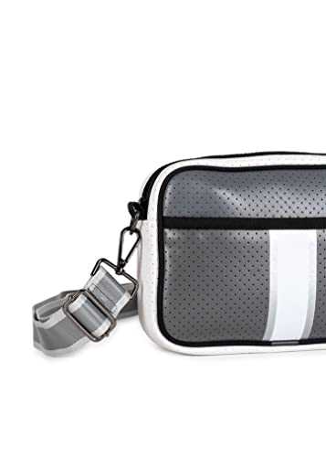 Haute Shore - Drew Femme Crossbody Steel Gray W White & Silver Stripe