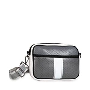 Haute Shore - Drew Femme Crossbody Steel Gray W White & Silver Stripe