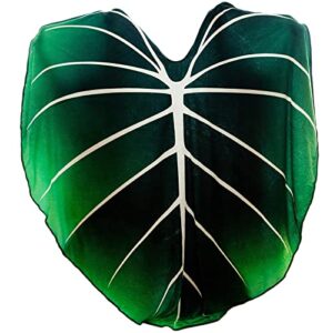 UJIKHV Large Leaf Blanket, Plush Plant Blankets, Throw Blanket for Bed, Large Lush Green Leaf Design Accent for Plant Lovers, Great Gifts for Green Thumbs, Green Blanket, (65 X 85)