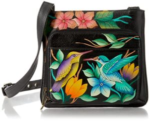 anna by anuschka slim shoulder organizer, birds in paradise-black