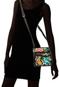 Anna by Anuschka Slim Shoulder Organizer, Birds in Paradise-Black