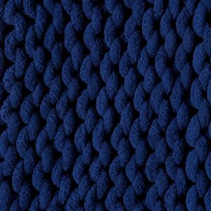 Casaphoria Luxury Chunky Knit Throw Blanket-Large Cable Knitted Soft Cozy Polyester Chenille Bulky Blankets for Cuddling up in Bed, on The Couch or Sofa,Home Decor, Gift, 50"x60",Pack of 1,Navy Blue