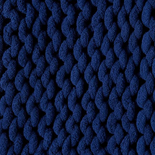 Casaphoria Luxury Chunky Knit Throw Blanket-Large Cable Knitted Soft Cozy Polyester Chenille Bulky Blankets for Cuddling up in Bed, on The Couch or Sofa,Home Decor, Gift, 50"x60",Pack of 1,Navy Blue