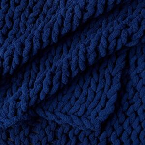 Casaphoria Luxury Chunky Knit Throw Blanket-Large Cable Knitted Soft Cozy Polyester Chenille Bulky Blankets for Cuddling up in Bed, on The Couch or Sofa,Home Decor, Gift, 50"x60",Pack of 1,Navy Blue