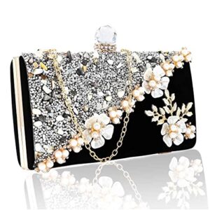 yokawe flowers clutch purses for women bling crystals evening bag bride wedding party cocktail handbags