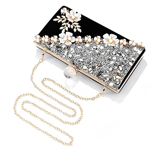 Yokawe Flowers Clutch Purses for Women Bling Crystals Evening Bag Bride Wedding Party Cocktail Handbags