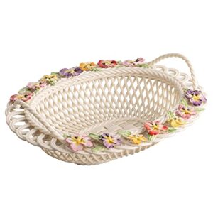 belleek pansy oval basket, 3″ x 6″ x 8″