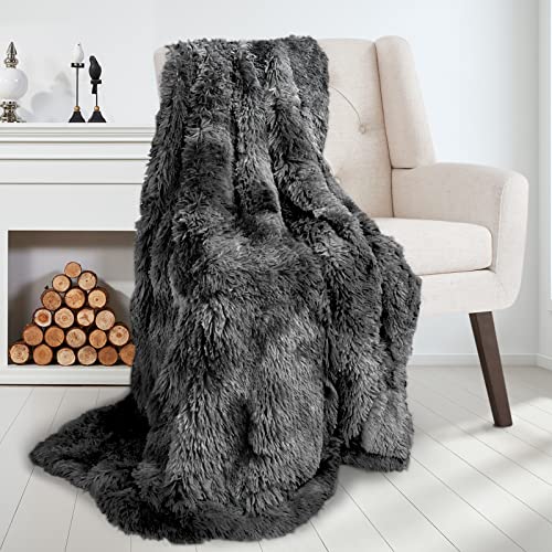 MAXICOZY Faux Fur Throw Blanket, Soft Fluffy Sherpa and Fleece Blankets, Comfy and Fuzzy Plush Throw, 50" x 60", Cozy Machine Washable Throws for Bed, Chair and Couch