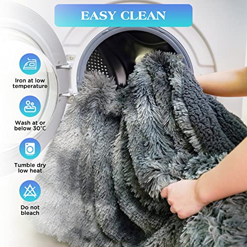 MAXICOZY Faux Fur Throw Blanket, Soft Fluffy Sherpa and Fleece Blankets, Comfy and Fuzzy Plush Throw, 50" x 60", Cozy Machine Washable Throws for Bed, Chair and Couch