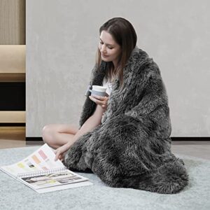 MAXICOZY Faux Fur Throw Blanket, Soft Fluffy Sherpa and Fleece Blankets, Comfy and Fuzzy Plush Throw, 50" x 60", Cozy Machine Washable Throws for Bed, Chair and Couch