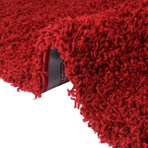 Rugs.com - Über Cozy Solid Shag Collection Rug – 2' x 3' Cherry Red Shag Rug Perfect for Entryways, Kitchens, Breakfast Nooks, Accent Pieces