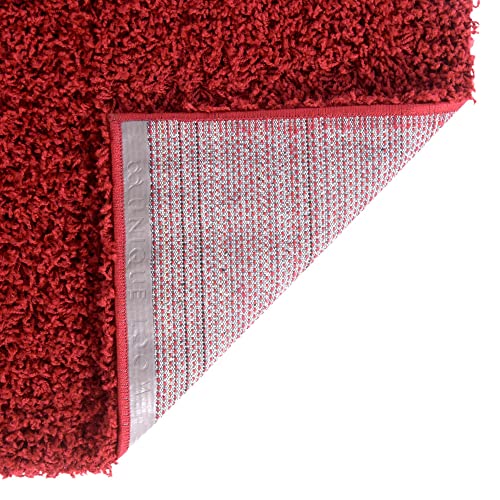 Rugs.com - Über Cozy Solid Shag Collection Rug – 2' x 3' Cherry Red Shag Rug Perfect for Entryways, Kitchens, Breakfast Nooks, Accent Pieces