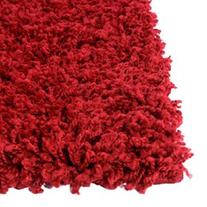 Rugs.com - Über Cozy Solid Shag Collection Rug – 2' x 3' Cherry Red Shag Rug Perfect for Entryways, Kitchens, Breakfast Nooks, Accent Pieces