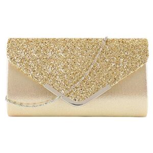 digogo sequins flap evening purse envelope shaped clutch purse chain crossbody shoulder bag for wedding party prom ball gold