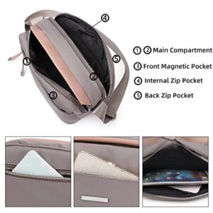 Mudono Crossbody Bag for Women Nylon Waterproof Shoulder Purse Multi Pocket Messenger Satchel Lightweight Travel Pocketbooks