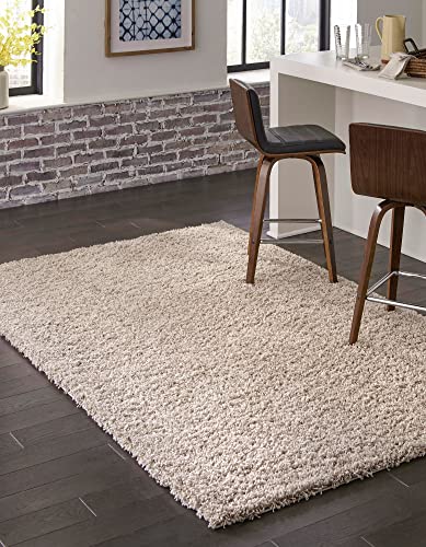 Rugs.com - Über Cozy Solid Shag Collection Rug – 2' x 3' Taupe Shag Rug Perfect for Entryways, Kitchens, Breakfast Nooks, Accent Pieces