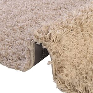 Rugs.com - Über Cozy Solid Shag Collection Rug – 2' x 3' Taupe Shag Rug Perfect for Entryways, Kitchens, Breakfast Nooks, Accent Pieces