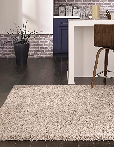 Rugs.com - Über Cozy Solid Shag Collection Rug – 2' x 3' Taupe Shag Rug Perfect for Entryways, Kitchens, Breakfast Nooks, Accent Pieces