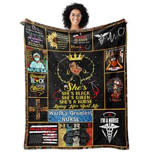 kbbmfeu nurse gifts black throw blanket nurses day christmas retirement birthday nurse gifts for women cozy throw for bed sofa 50x60inch