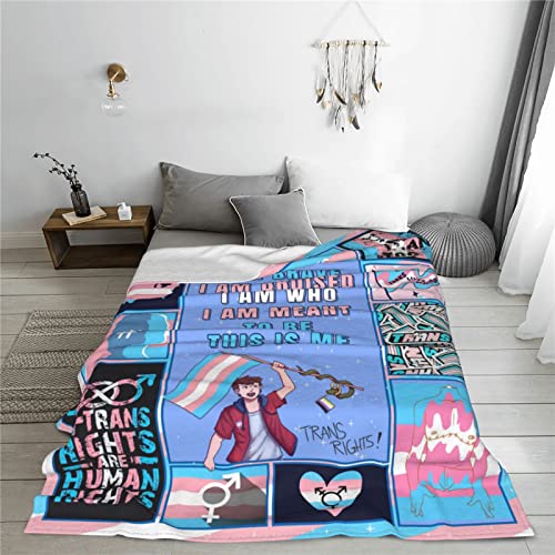 AJIIUSV Transgender Throw Blanket LGBT Flannel Fleece Blankets for Couch Sofa Indoors Outdoors Party Travel 50x60in