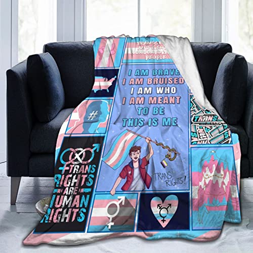 AJIIUSV Transgender Throw Blanket LGBT Flannel Fleece Blankets for Couch Sofa Indoors Outdoors Party Travel 50x60in