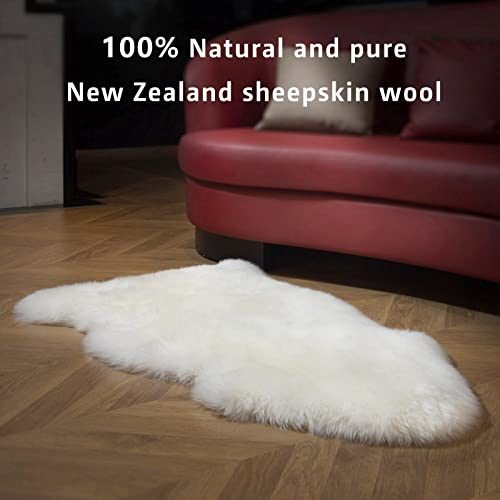 Rustic Home Genuine Sheepskin Rug, ECO-Tan New Zealand Fur Area Rug, Luxury New Zealand Pelts, Naturally Silky Soft Lambskin, Thick & Fluffy, Large for Bedroom & Living Area. (2'x3.25', Ivory)