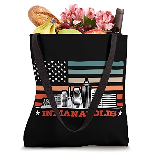 The skyline of Indianapolis with retro nostalgic sunset Tote Bag