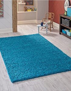 rugs.com – Über cozy solid shag collection rug – 8′ x 10′ turquoise shag rug perfect for living rooms, large dining rooms, open floorplans