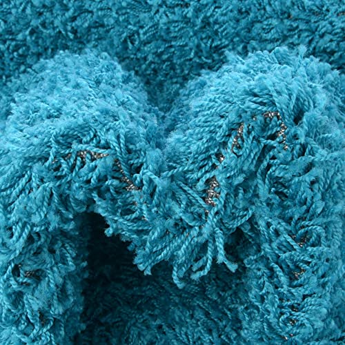 Rugs.com - Über Cozy Solid Shag Collection Rug – 8' x 10' Turquoise Shag Rug Perfect for Living Rooms, Large Dining Rooms, Open Floorplans