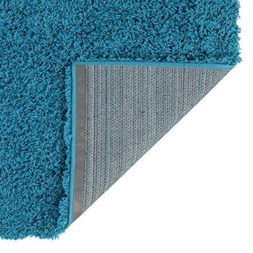 Rugs.com - Über Cozy Solid Shag Collection Rug – 8' x 10' Turquoise Shag Rug Perfect for Living Rooms, Large Dining Rooms, Open Floorplans