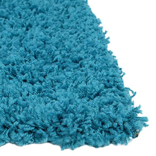 Rugs.com - Über Cozy Solid Shag Collection Rug – 8' x 10' Turquoise Shag Rug Perfect for Living Rooms, Large Dining Rooms, Open Floorplans