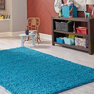 Rugs.com - Über Cozy Solid Shag Collection Rug – 8' x 10' Turquoise Shag Rug Perfect for Living Rooms, Large Dining Rooms, Open Floorplans